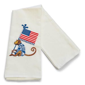 Embroidered Fourth of July Monkey With American Flag Chinoiserie ...