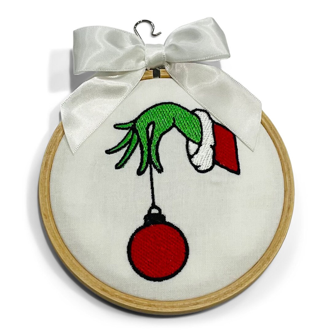 Ornament - Embroidered Grinch Stealing Ornament Holiday Christmas ...