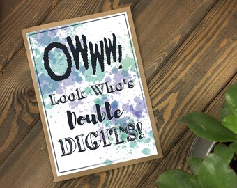 Double Digits Birthday Card - Etsy UK