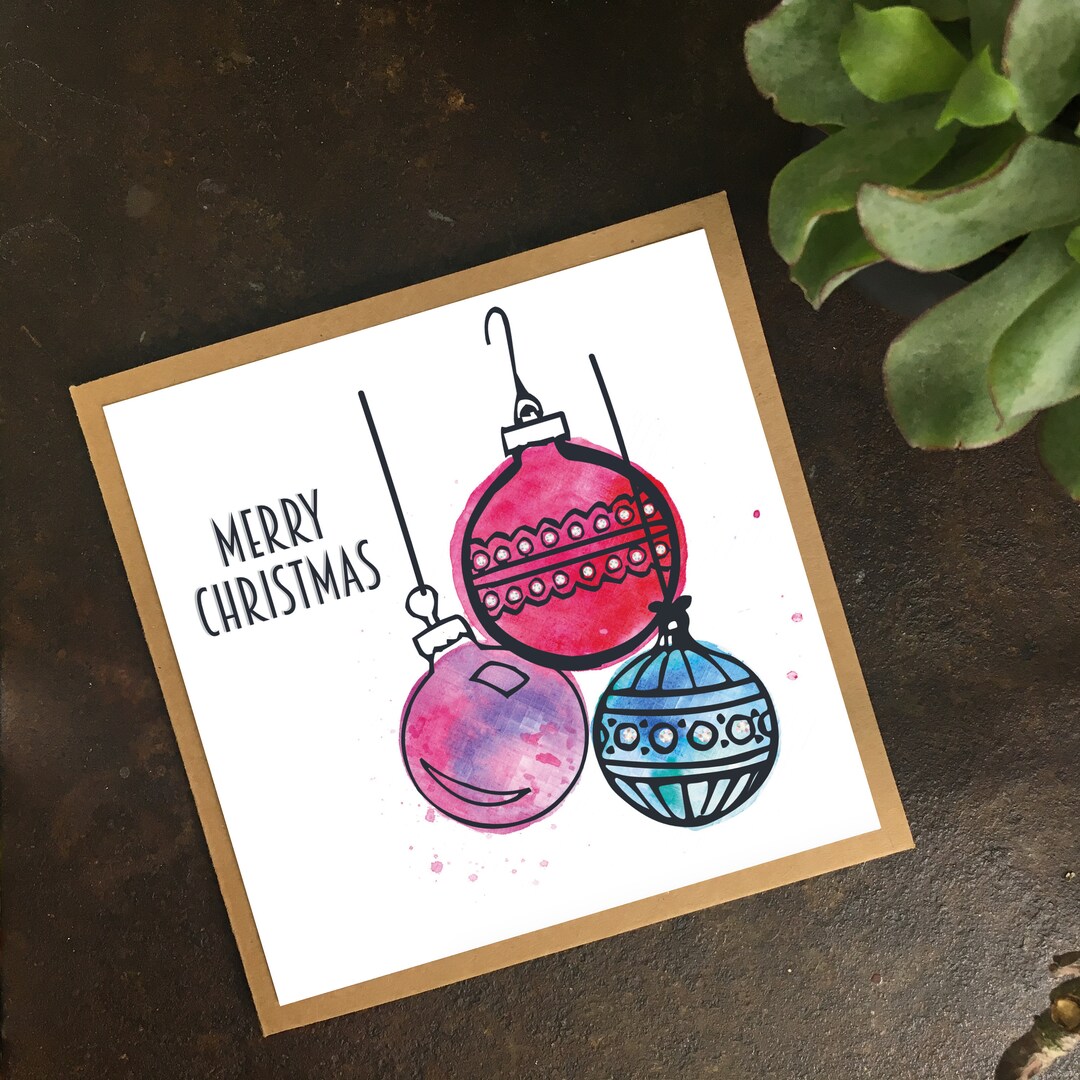 Bauble Christmas Card - Luxury Christmas Card - Merry Christmas - Xmas ...