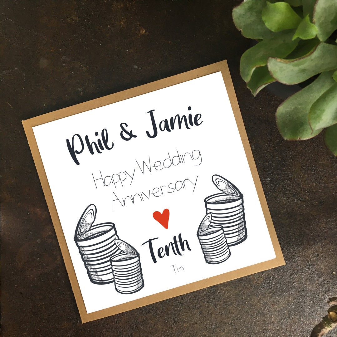 Tenth Anniversary Card Tenth 10th Tin Card and Gift - Etsy
