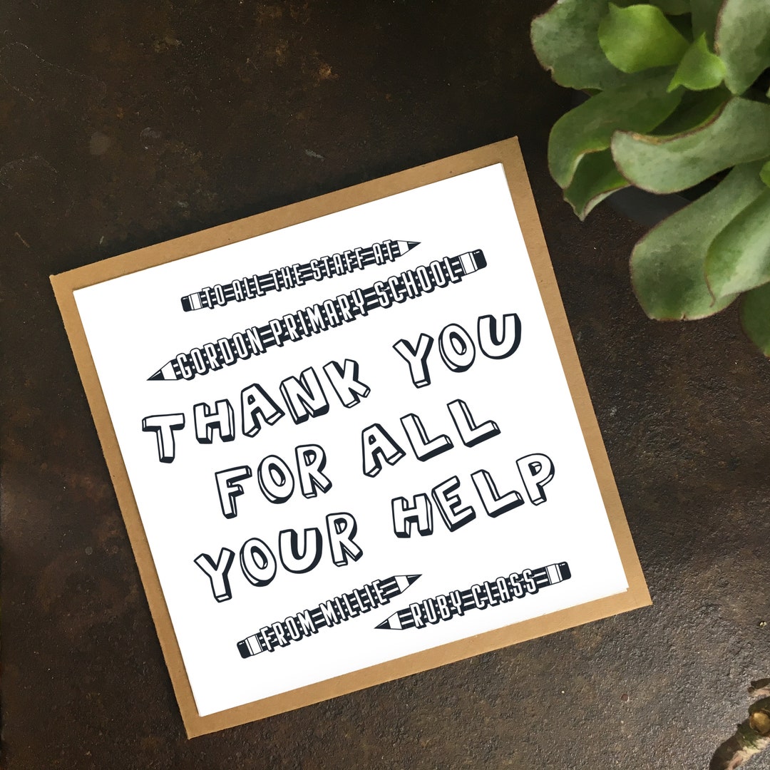 School Staff Thank You - Colour Your Own Card - Personalised - Lockdown ...