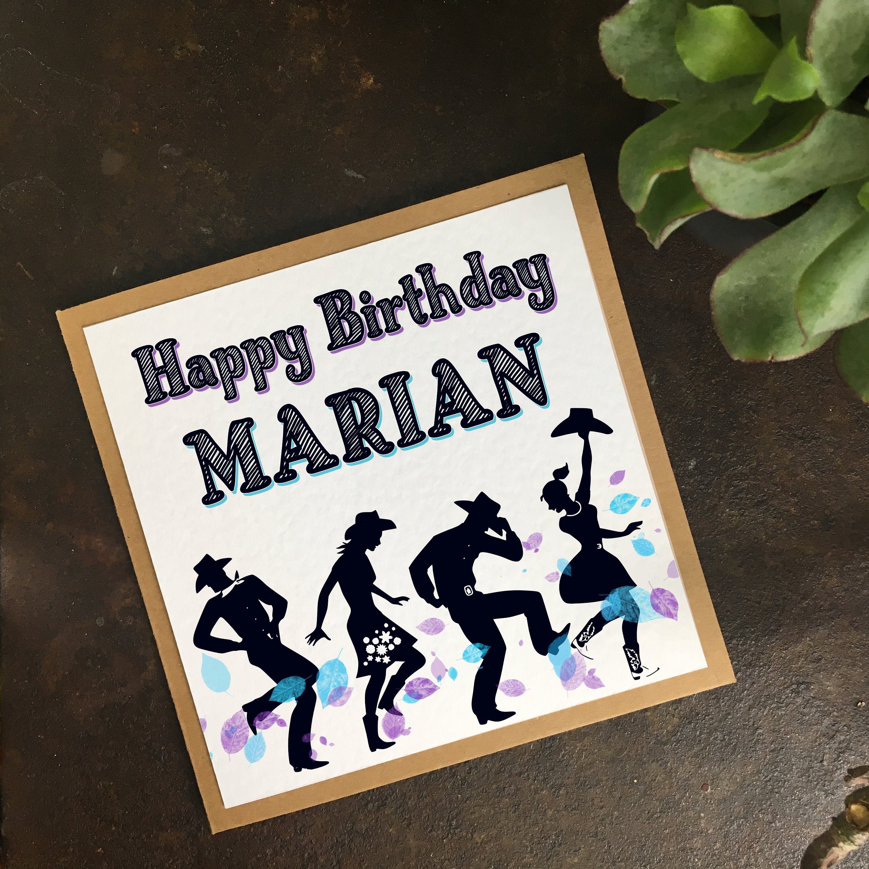Line Dancing Birthday Card Dance Card Personalise Name - Etsy UK