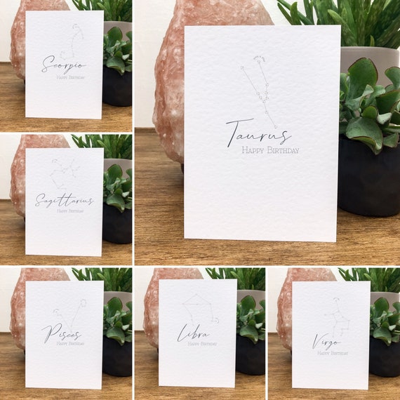 Star Sign Birthday Card ANY SIGN Zodiac Birthday Cards - Etsy