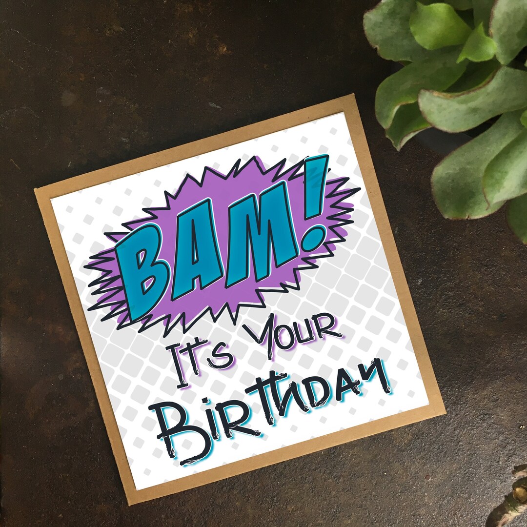 Comic Book Birthday Card Bam Happy Birthday Comic Lover Simple Birthday ...