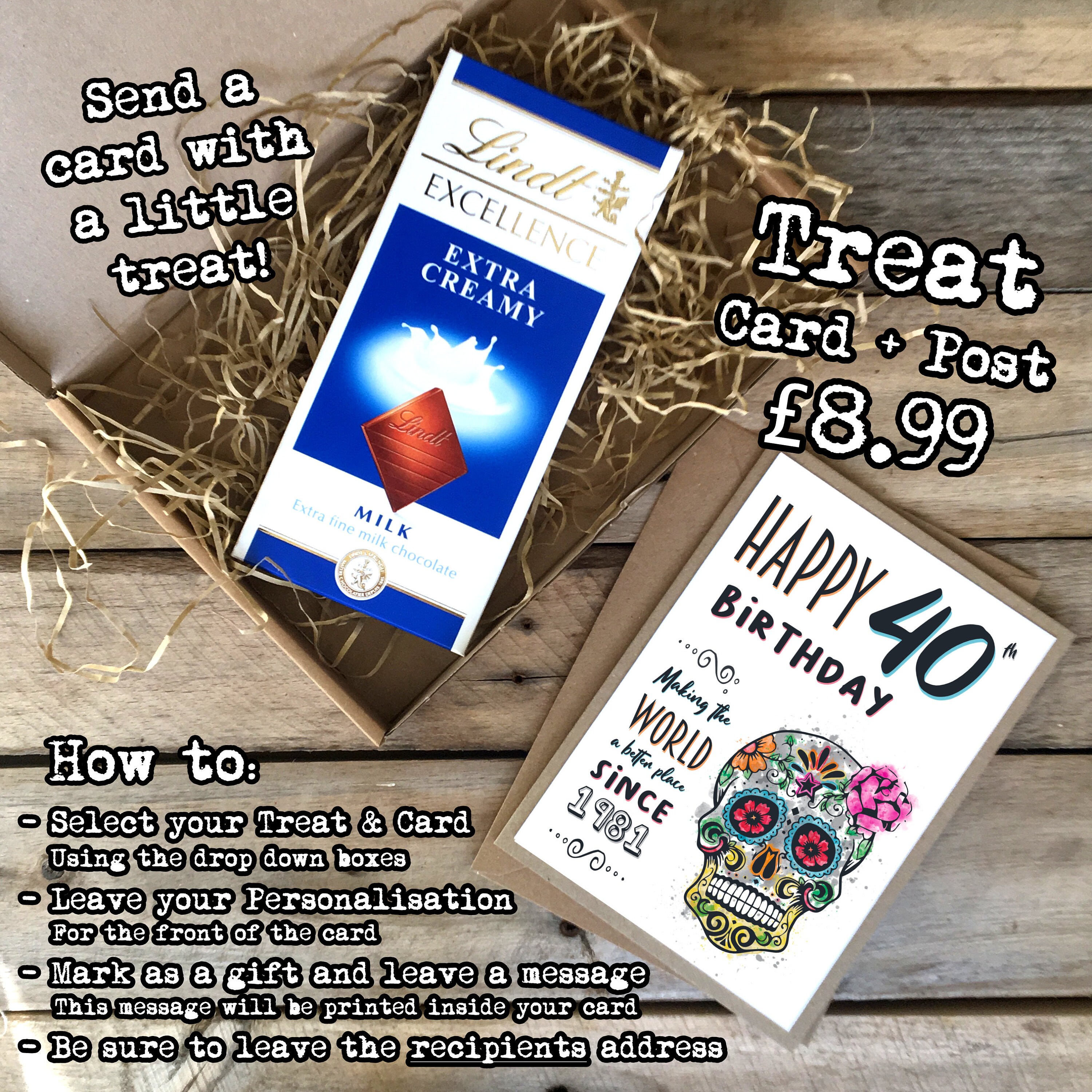 40th Birthday Card - Special Age Card- Sugar Skull Birthday Card ...