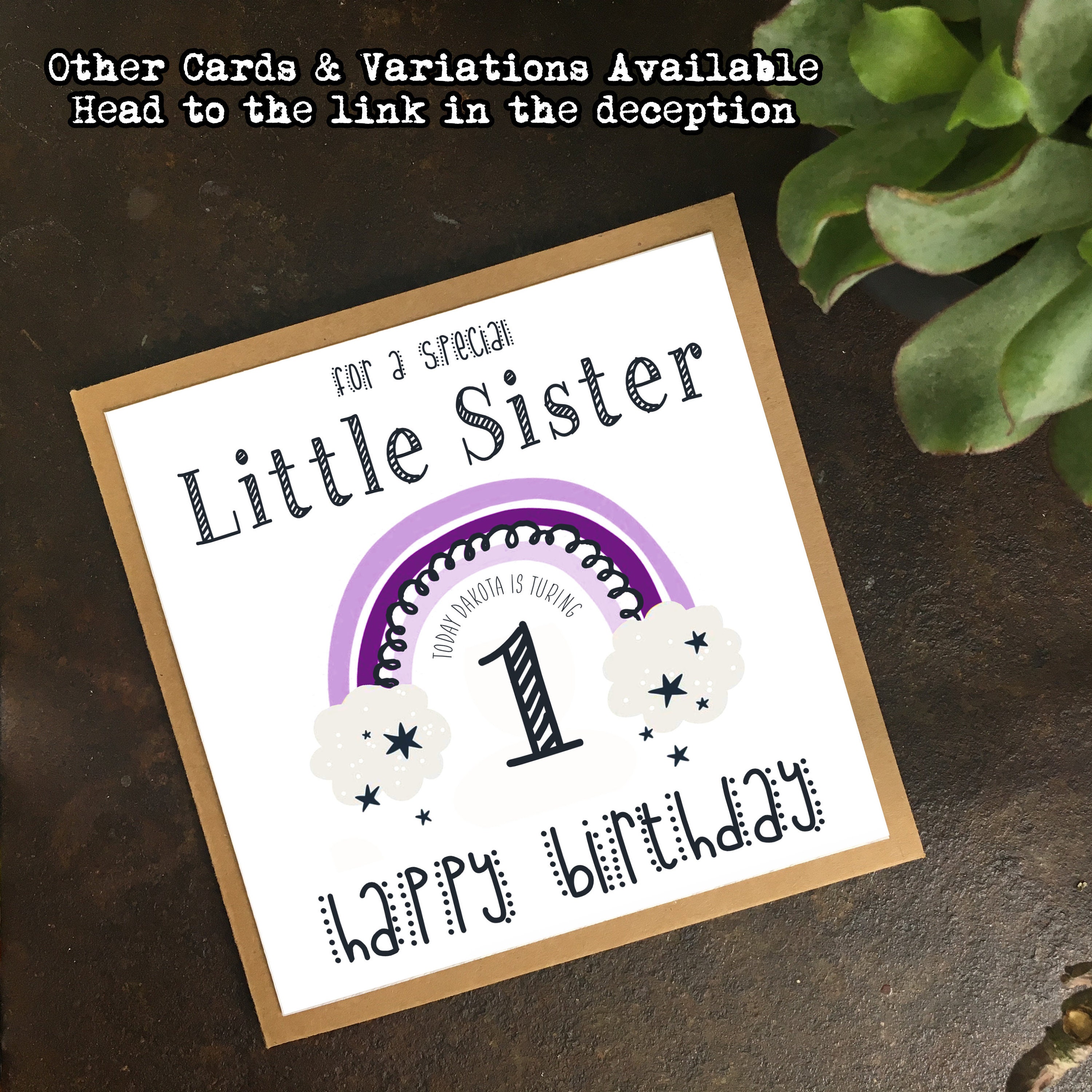 Little Sister Birthday Card Little Sis Card Rainbow Card - Etsy