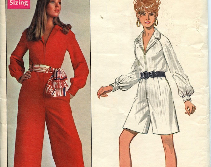 Vintage Butterick Sewing Pattern 5324 Misses' Pantdress Zipper Front in ...
