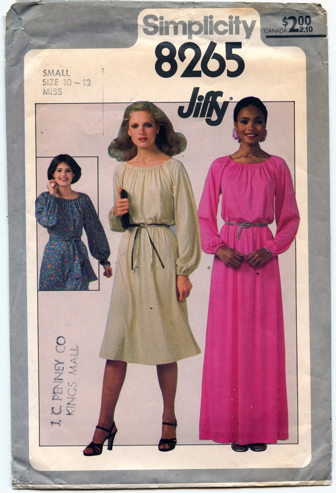 Vintage Jiffy Simplicity Sewing Pattern 8265 Misses' Pullover Dress in ...