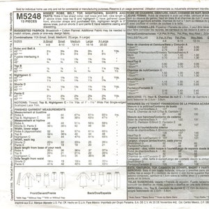 Easy Mccall's Sewing Pattern M5248 Misses' Robe, Belt, Top, Nightgown ...