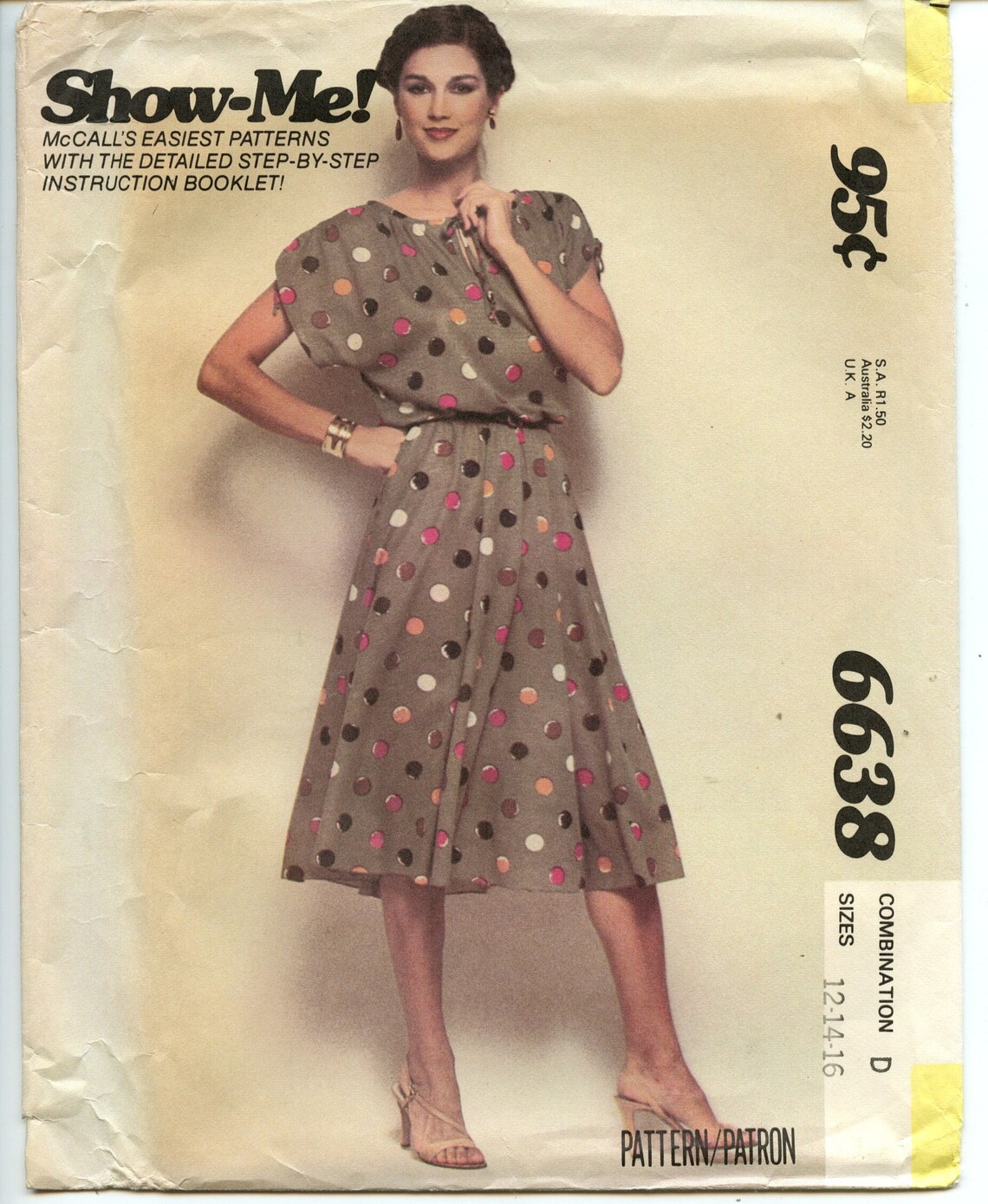 Vintage Easy Mccall's Pattern 6638 Misses' Pullover Dress Gathered at ...
