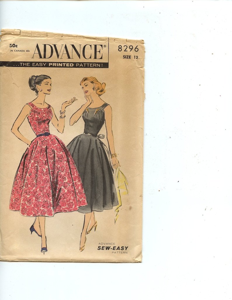 Vintage Advance Sew-easy Sewing Pattern 8296 Misses' Sleeveless Dress ...