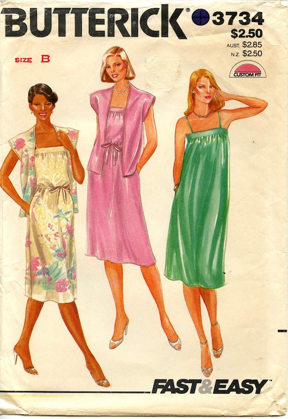 Vintage Butterick Pattern 3734 Misses' Loose-Fitting Dress | Etsy