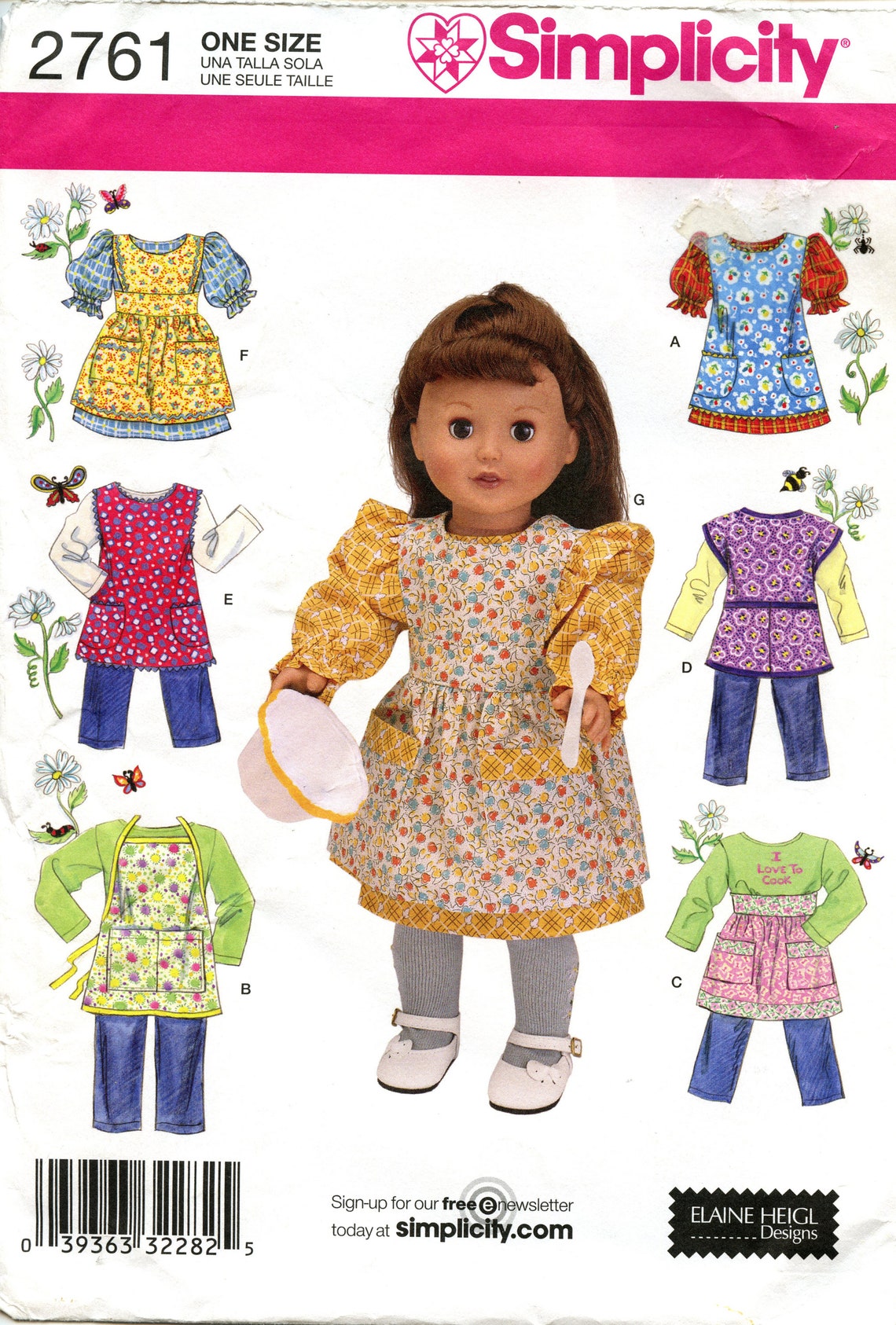 Simplicity Sewing Pattern 2761 Doll Clothes and Aprons for 18" Dolls ...