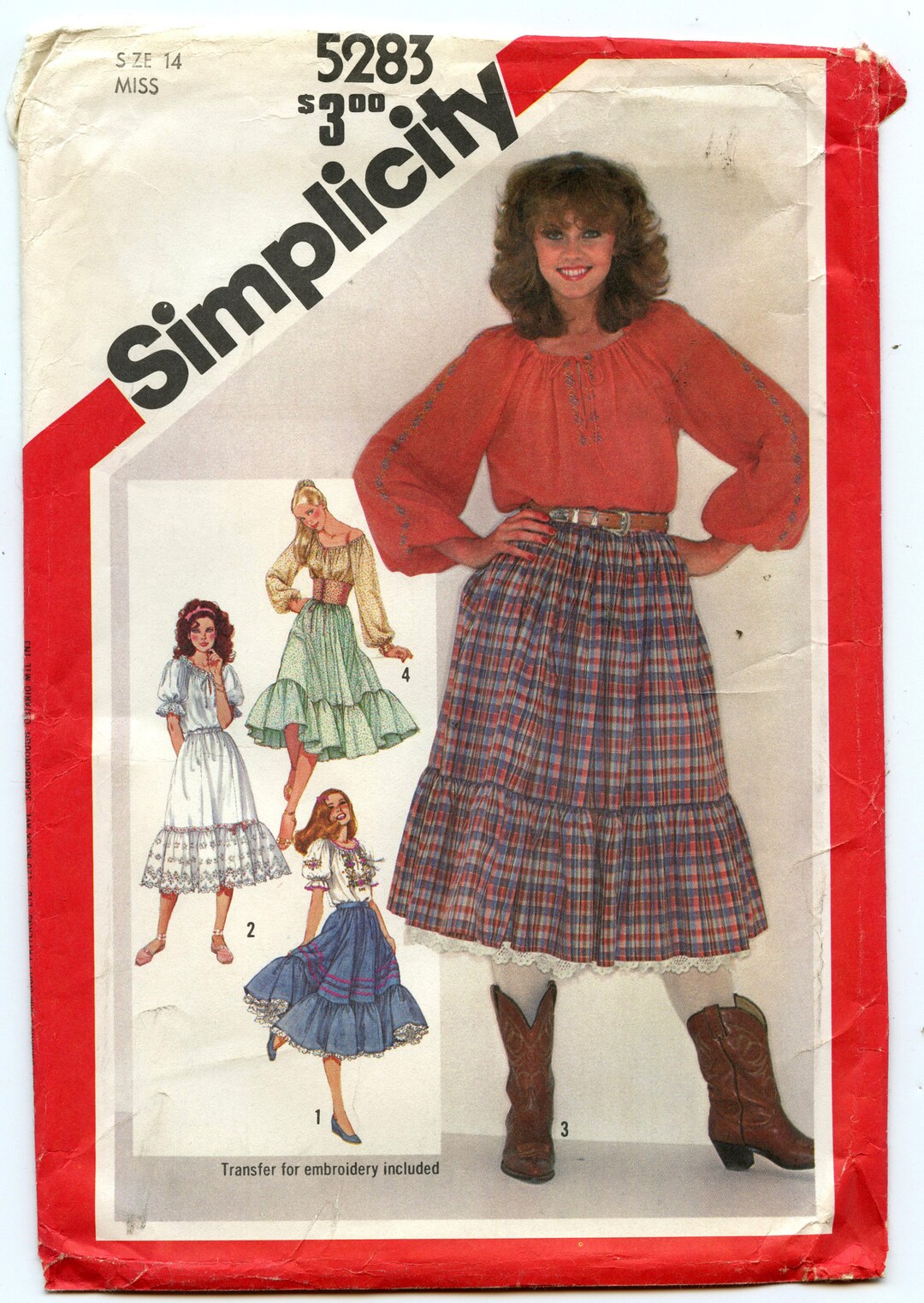 Uncut Vintage Simplicity Sewing Pattern 5283 Misses' 1980's Peasant Top ...