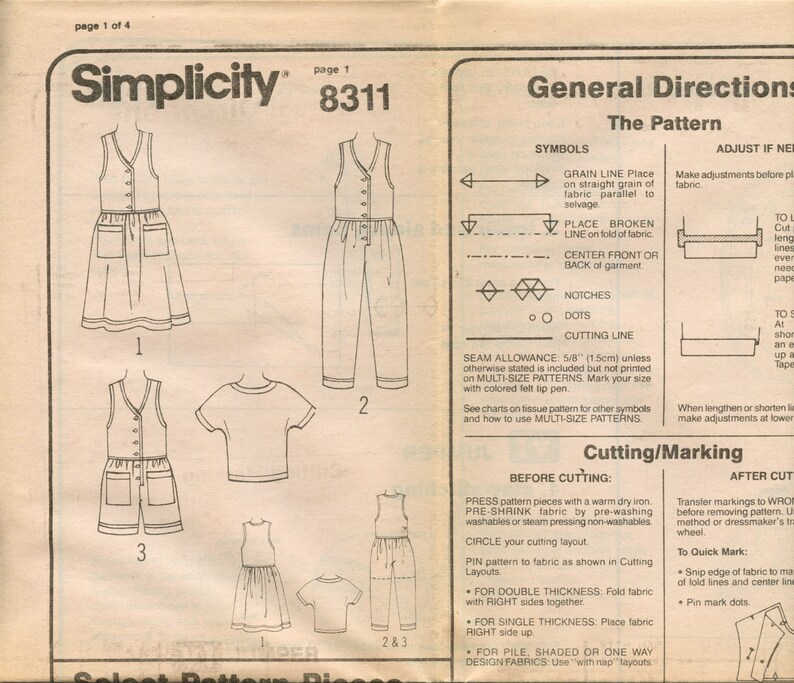 Simplicity Sewing Pattern 8311 Girl's Jumpsuit in Two Lengths, Jumper ...