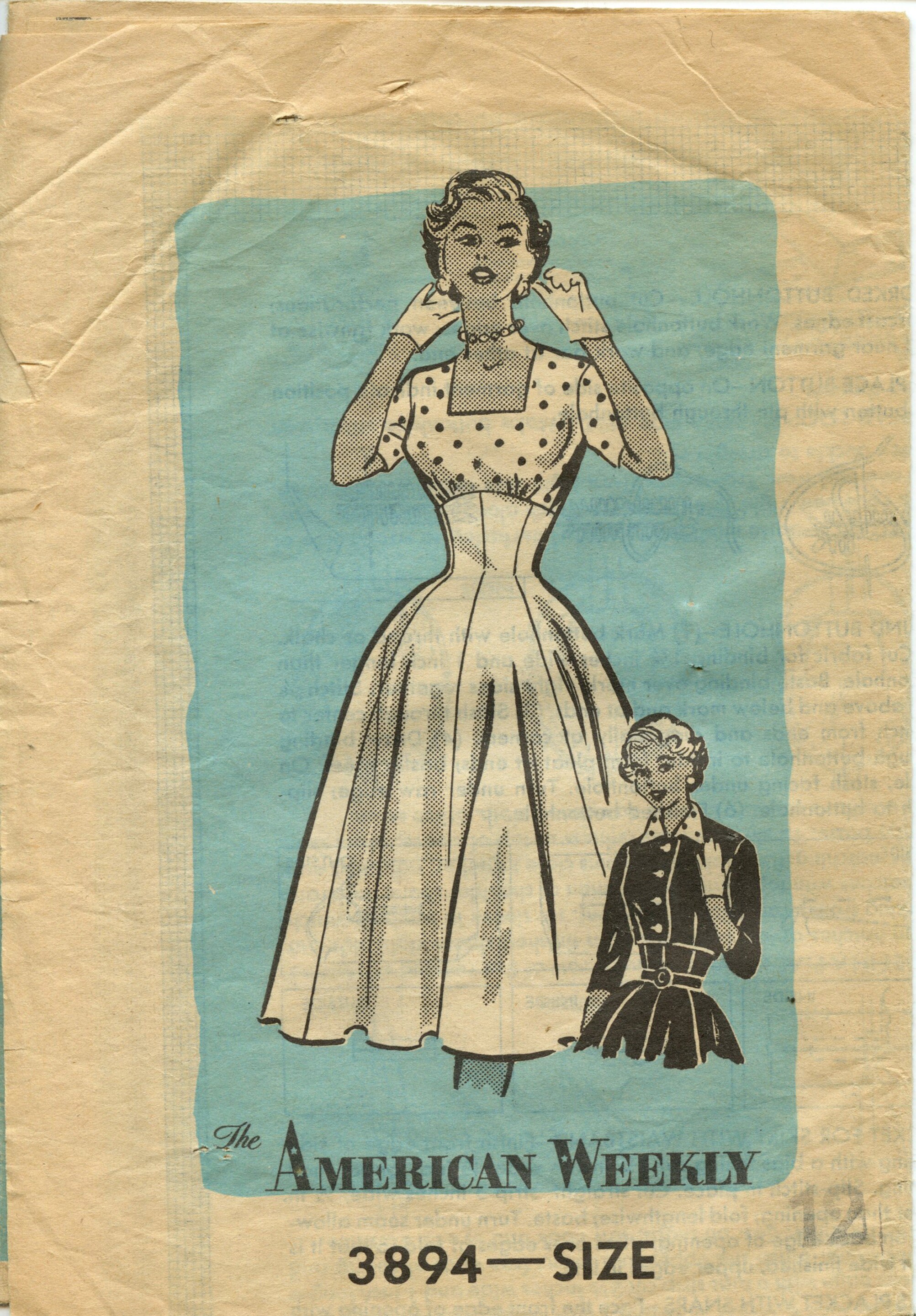 Vintage American Weekly Sewing Pattern 3894 Misses' Dress and Bolero ...