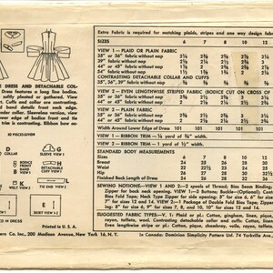 Vintage Simplicity Pattern 1254 Girl's One-piece Dress With Detachable ...