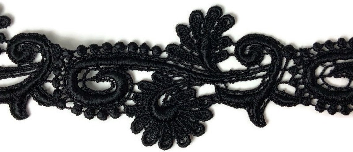 Black Lace Sewing Trim 2 Inches Wide Lot of 1 Yards 33 Inches and a 5 ...