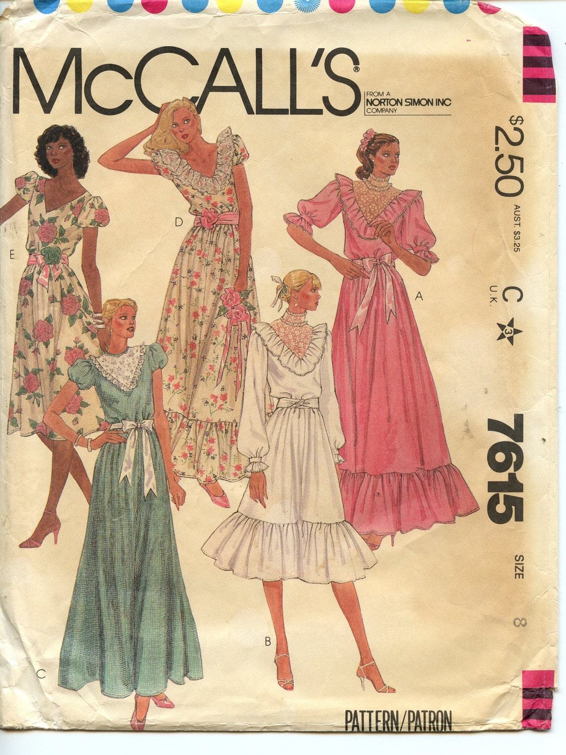 Vintage Mccall's Sewing Pattern 7615 Misses' 1980's Dress With Flared ...