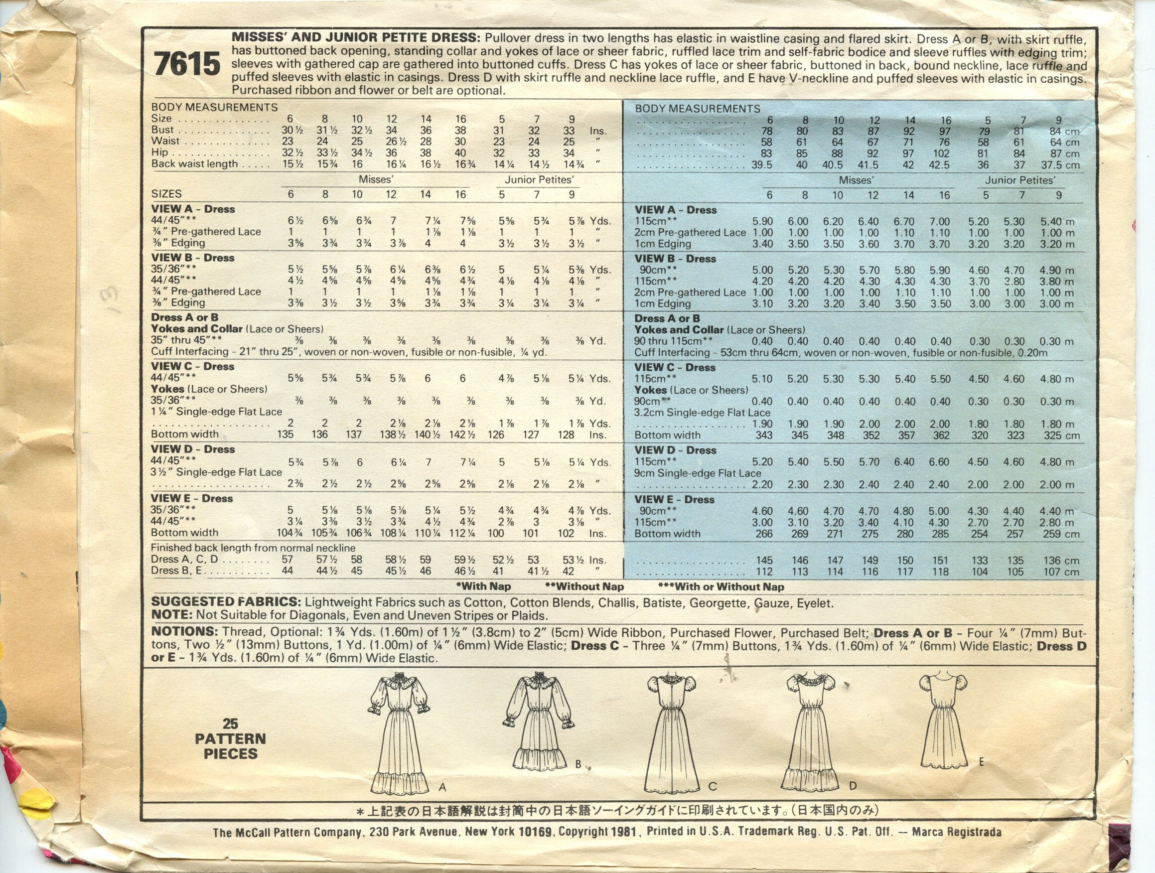 Vintage Mccall's Sewing Pattern 7615 Misses' 1980's Dress With Flared ...