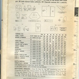 1950's Butterick Costume Pattern 6551 Dutch, Spanish and Early American ...