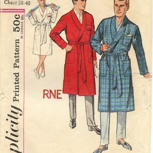 Vintage Simplicity Sewing Pattern Men's Robe With Tie Size: Medium ...