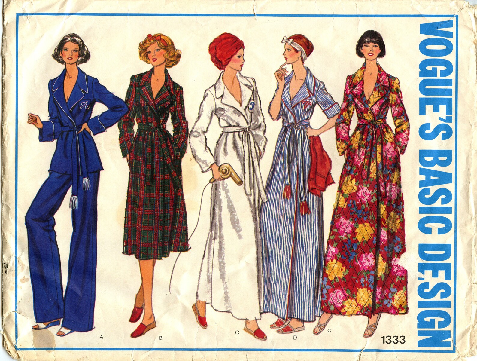 Vogue Sewing Pattern 1333 Misses Size 10 Wrapped Robe and Pants ...