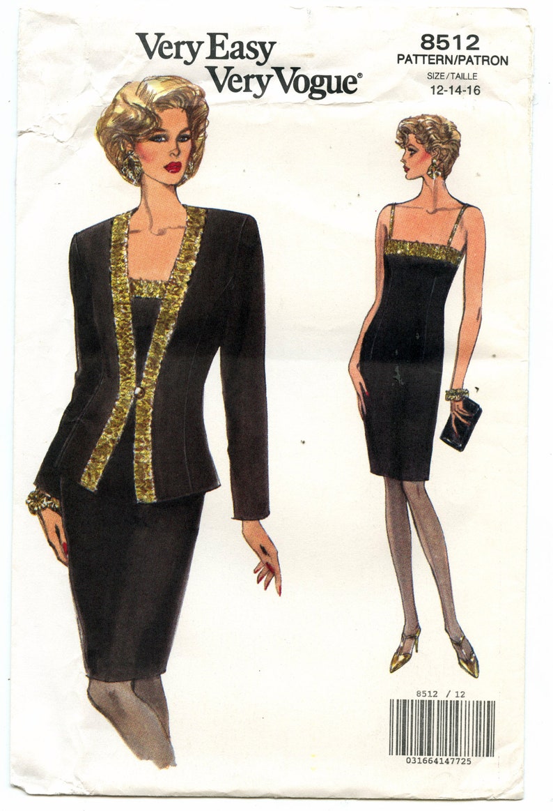 Vogue Pattern 8512 Misses' Semi-fitted Jacket Fitted Tapered Dress With ...