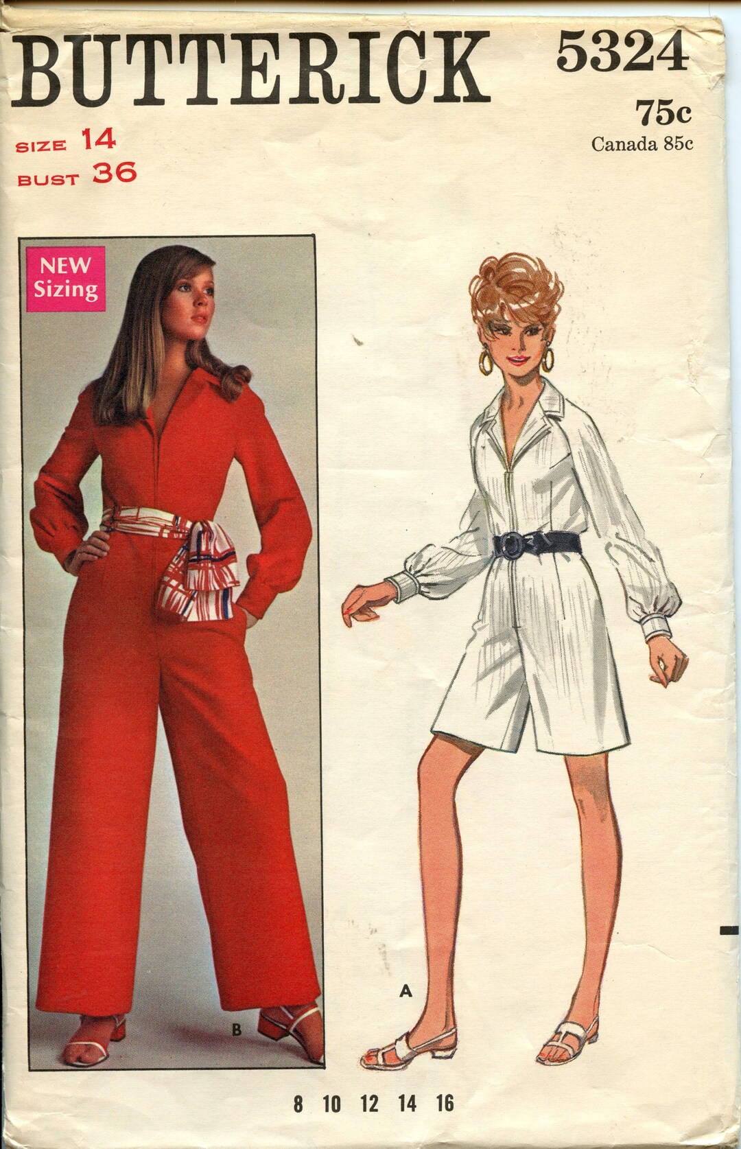 Vintage Butterick Sewing Pattern 5324 Misses' Pantdress Zipper Front in ...