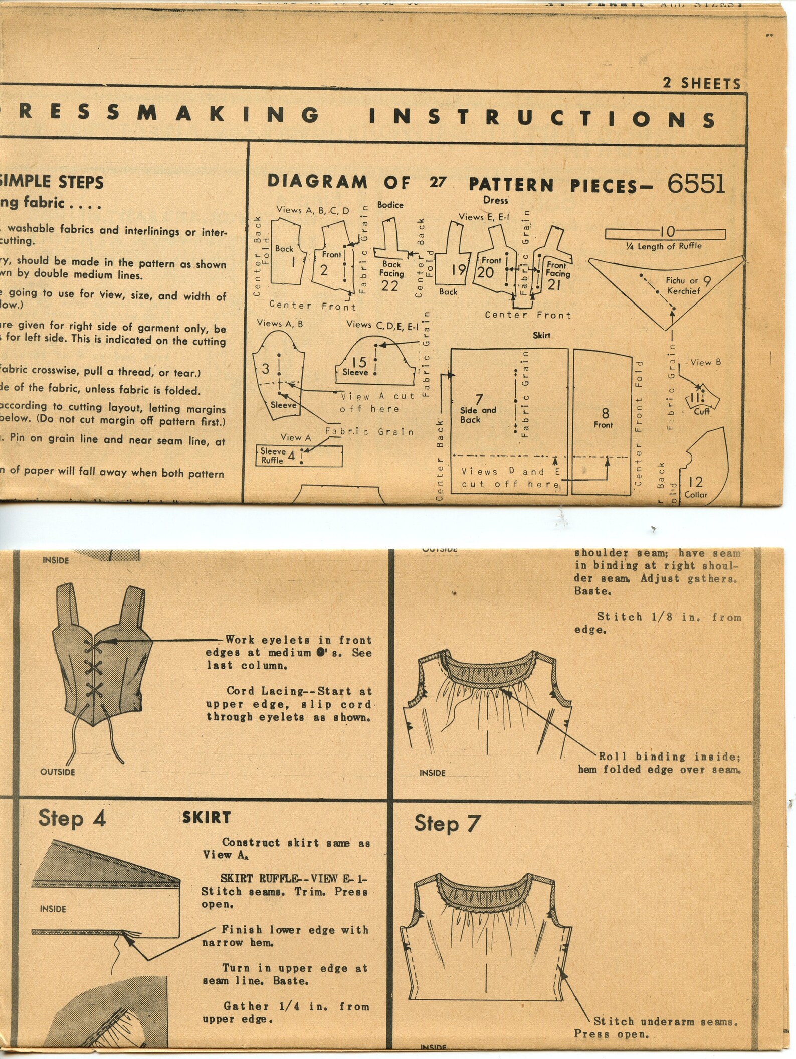 1950's Butterick Costume Pattern 6551 Dutch, Spanish and Early American ...