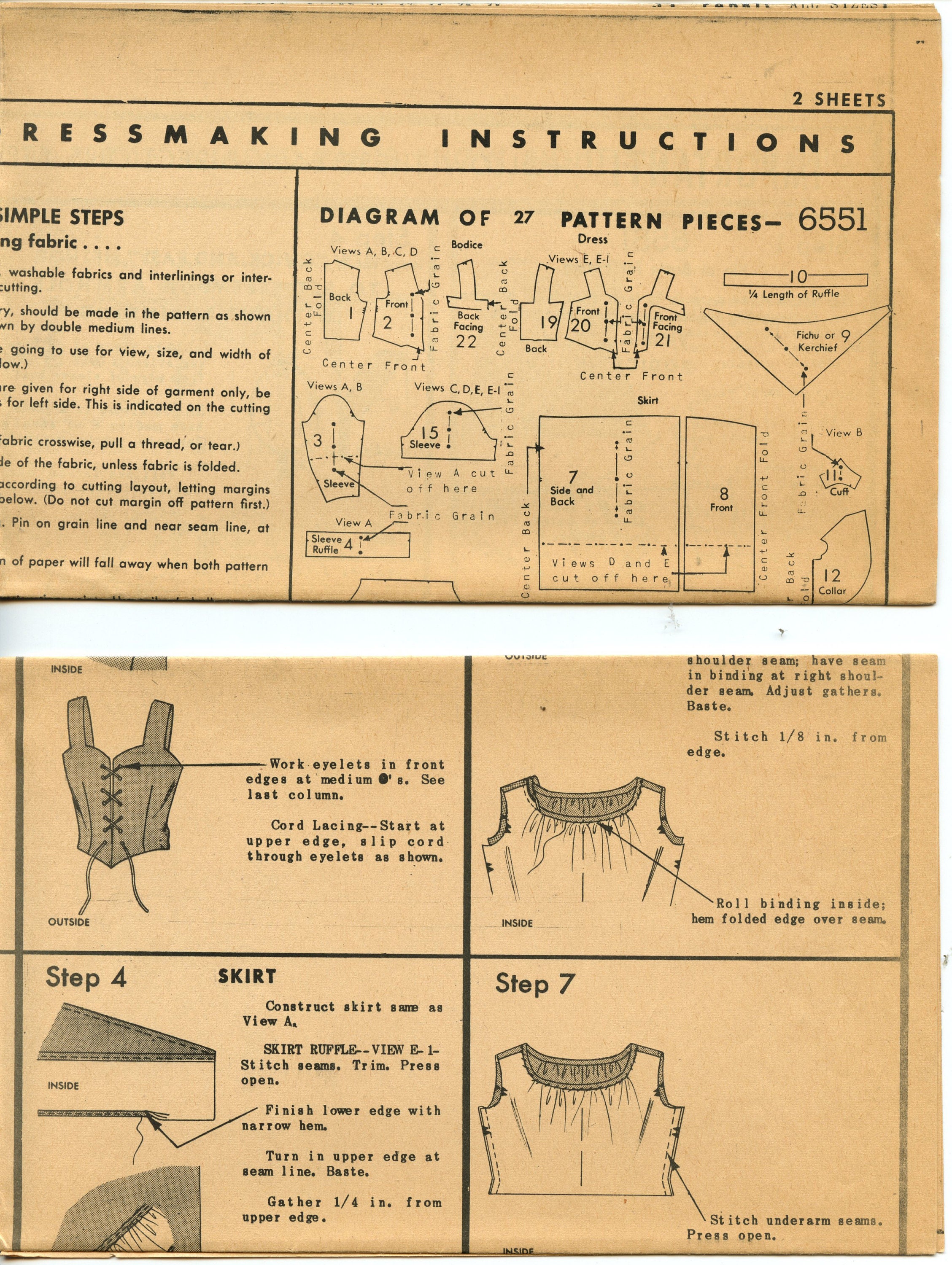 1950's Butterick Costume Pattern 6551 Dutch, Spanish and Early American ...