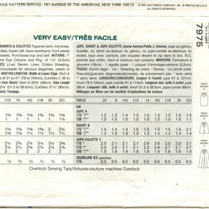 Very Easy Very Vogue Sewing Pattern 7975 Misses' Tapered Skirt, Lower ...