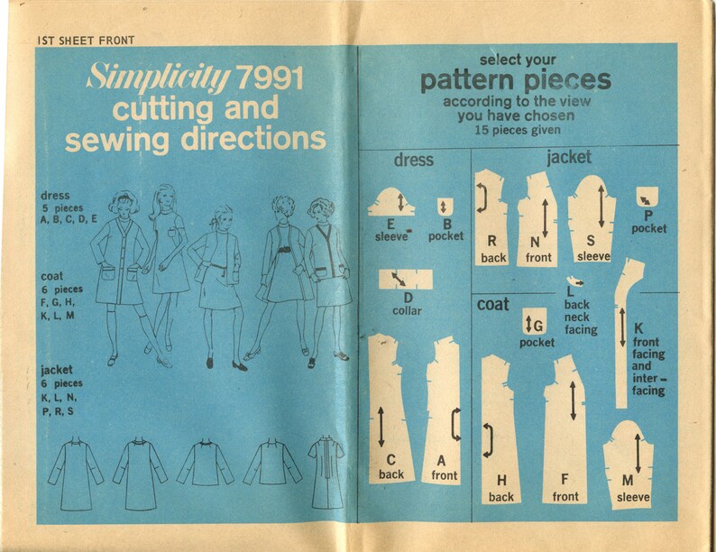 Vintage Simplicity Sewing Pattern 7995 Misses' 1960's Dress Cardigan ...