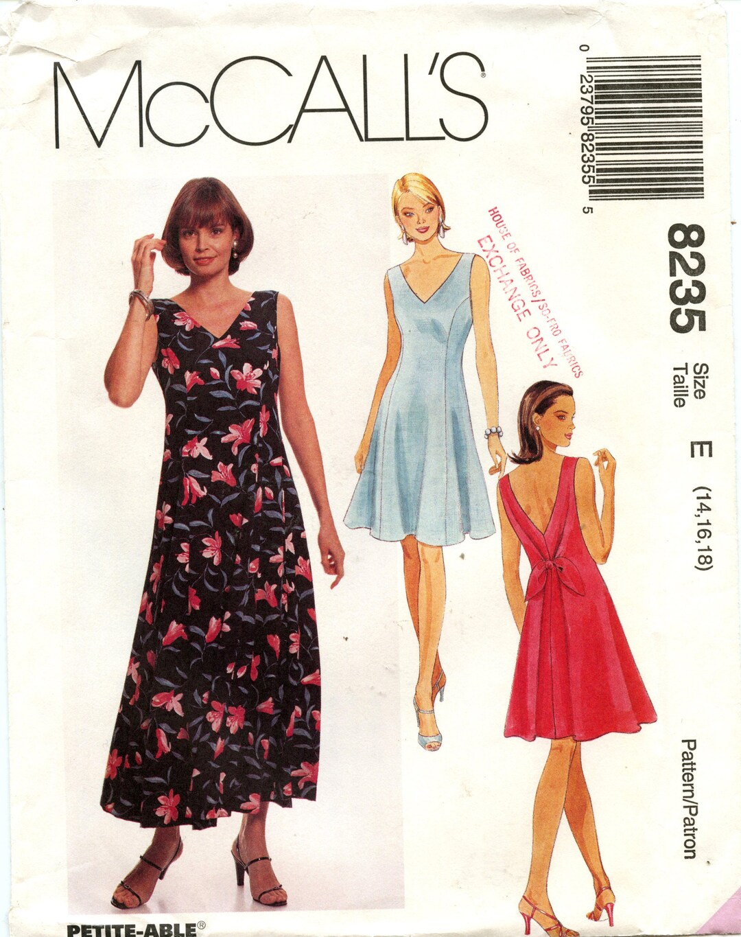 Mccall's Sewing Pattern 8235 Misses' Summer Pullover Semi-fitted Dress ...