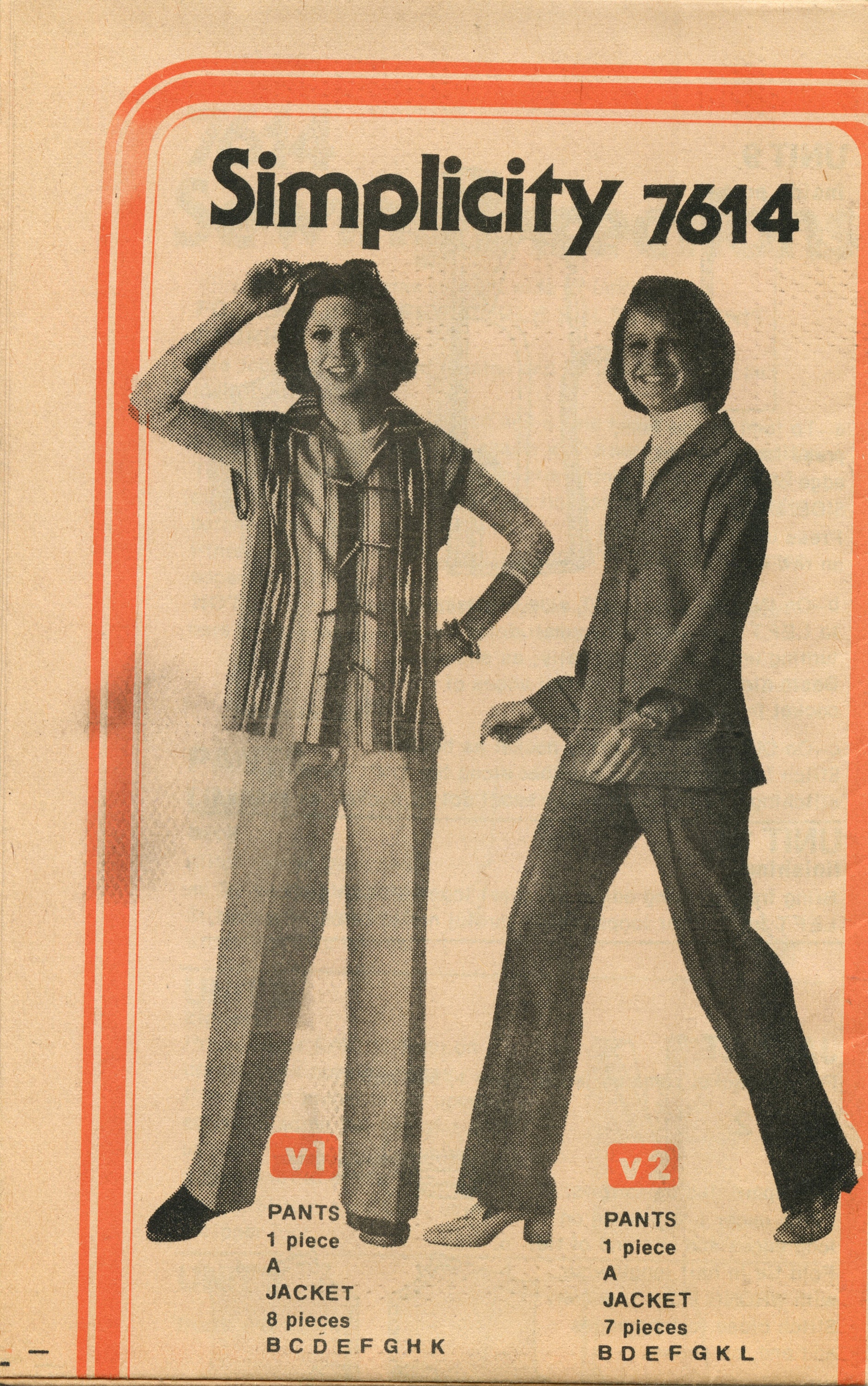 Vintage Simplicity Pattern 7614 Misses' Unlined Jacket and Pants 1970's ...