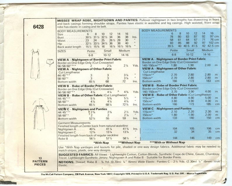 Vintage Mccall's Sewing Pattern 6428 Misses' Wrap - Etsy
