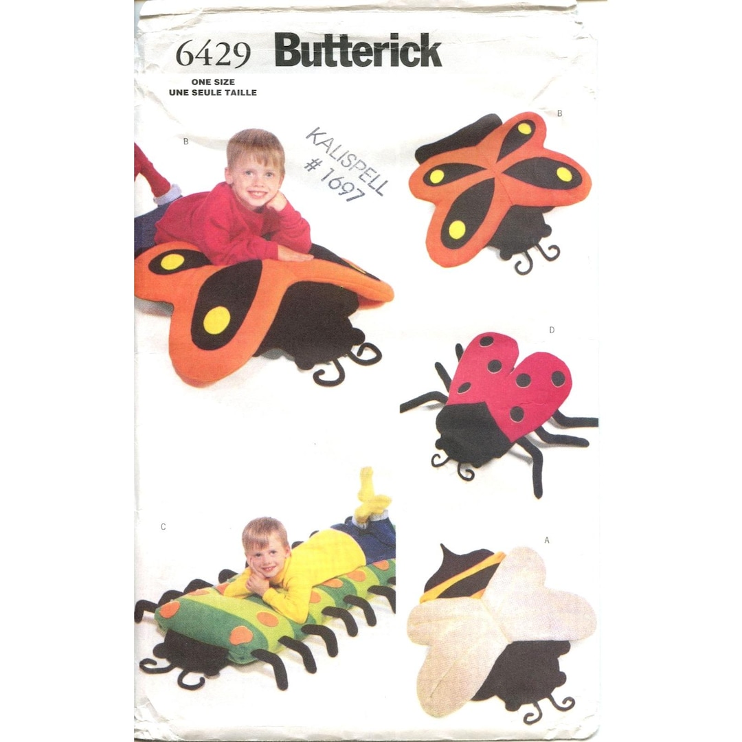Butterick 6429 Bug Pillow Covers Sewing Pattern One Size Includes ...