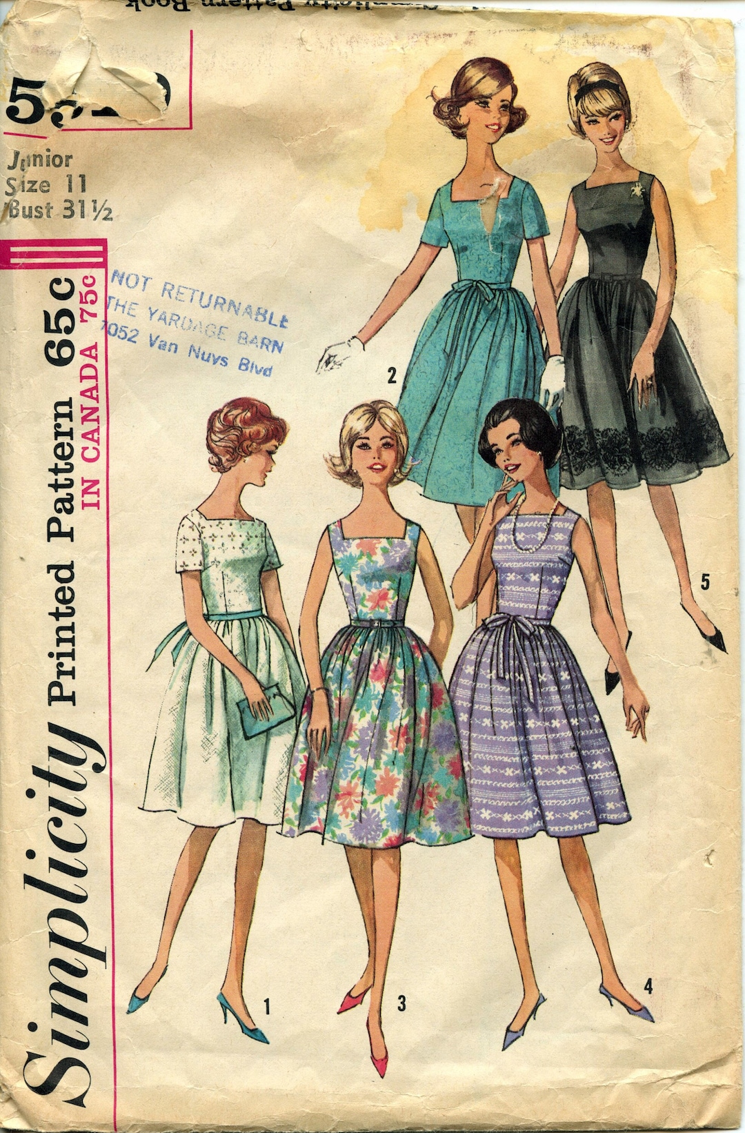 Vintage 1964 Simplicity Pattern 5510 Junior Party One-piece Dress ...