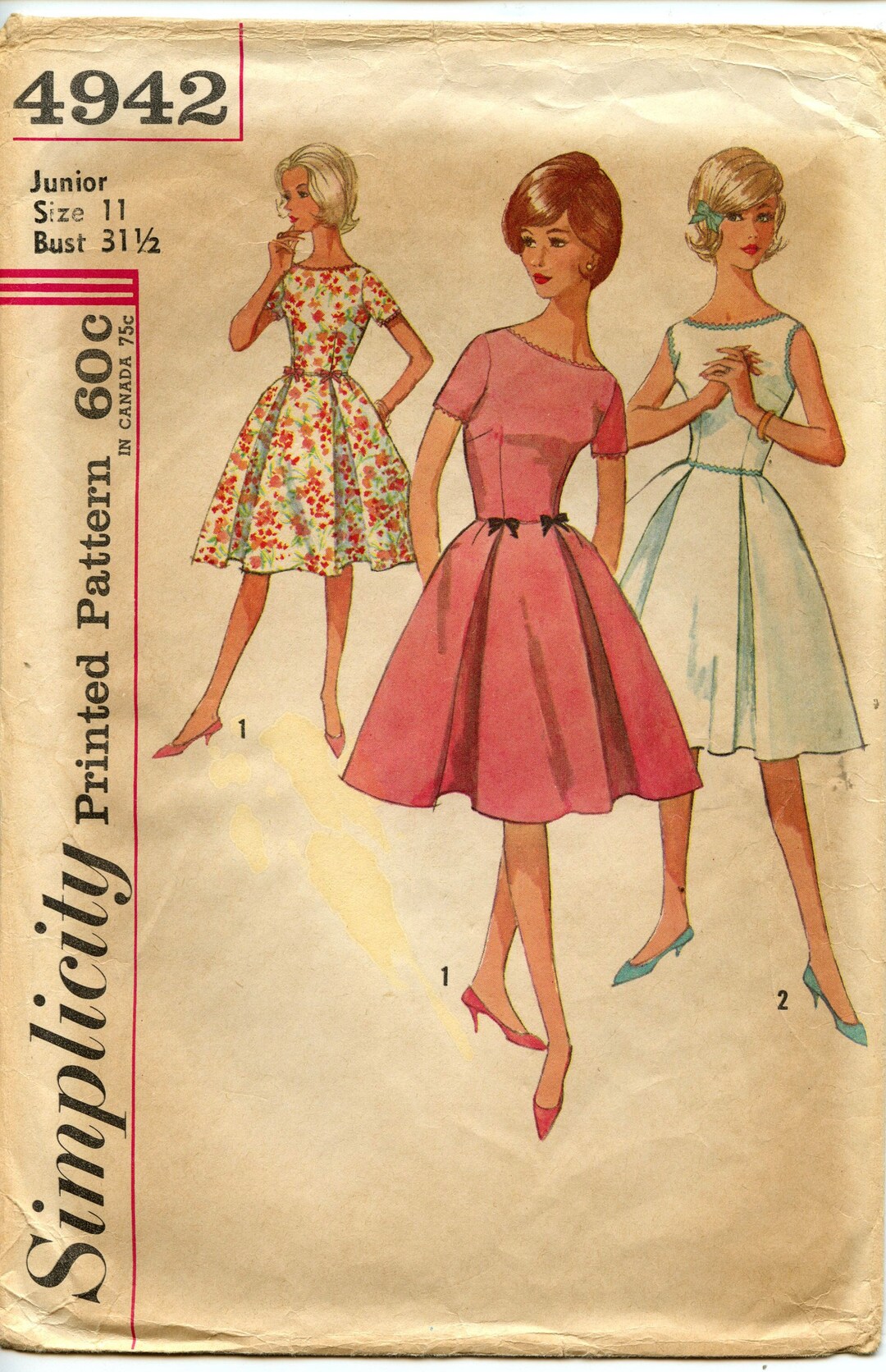 VTG Simplicity Sewing Pattern 4942 Miss/junior One-piece Dress With ...