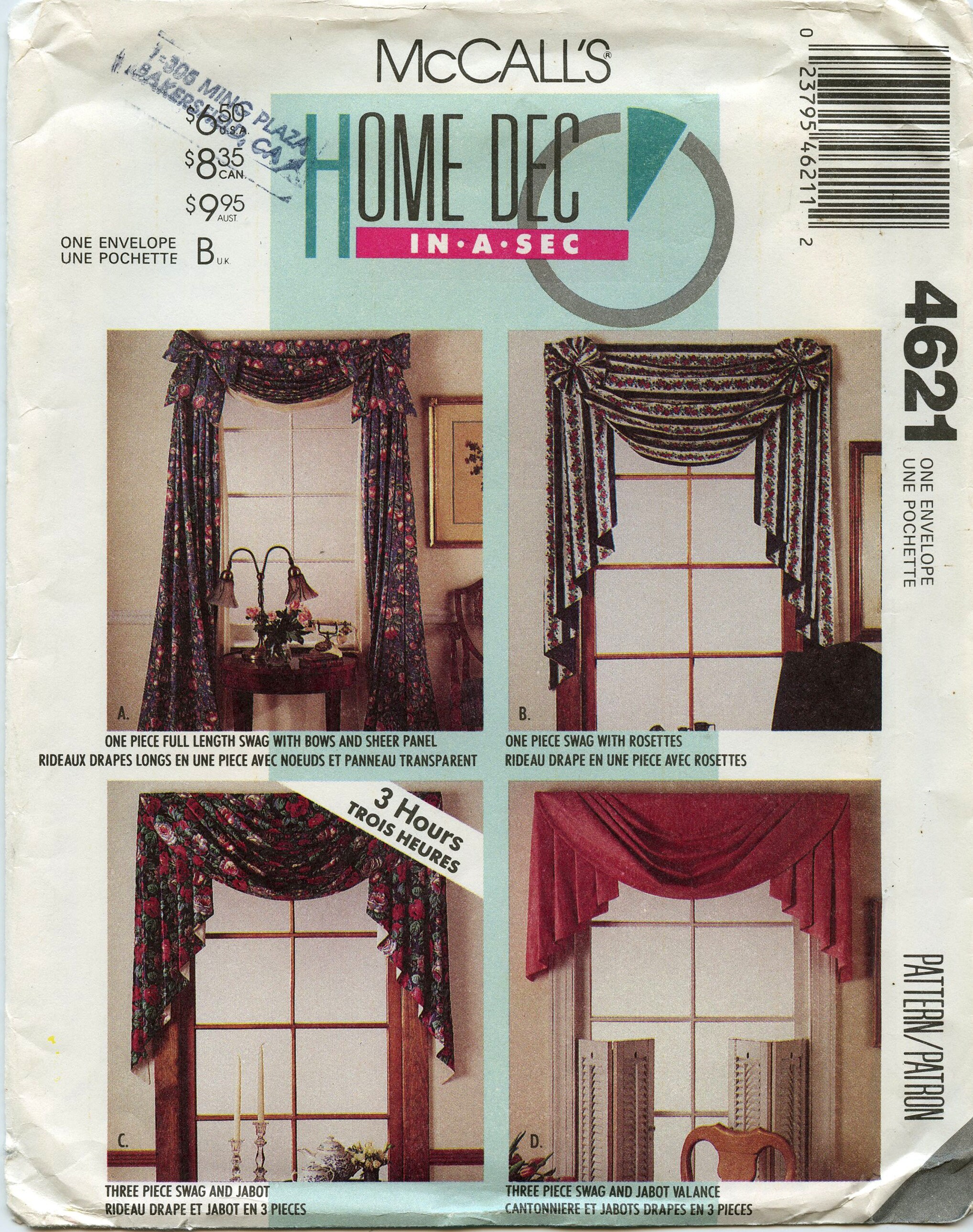Vintage Mccall's Home Decor Sewing Pattern 4621 Window Treatment Ideas ...