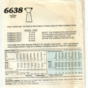 Vintage Easy Mccall's Pattern 6638 Misses' Pullover Dress Gathered at ...