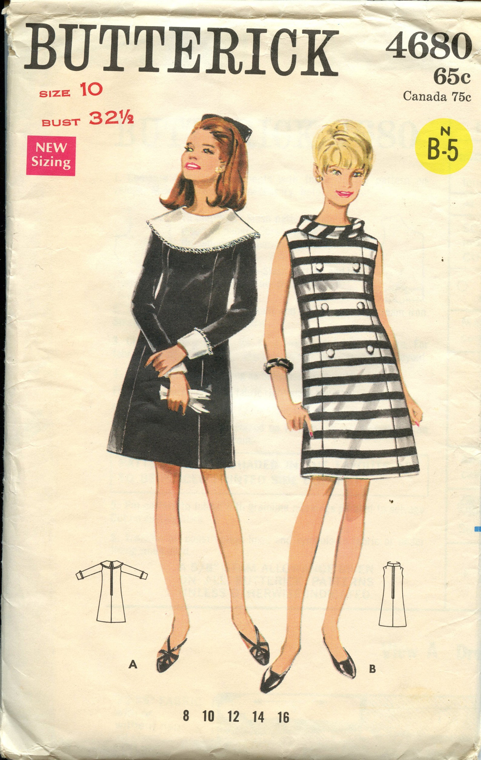Vintage Butterick Sewing Pattern 4680 A-line Dress With Princess ...