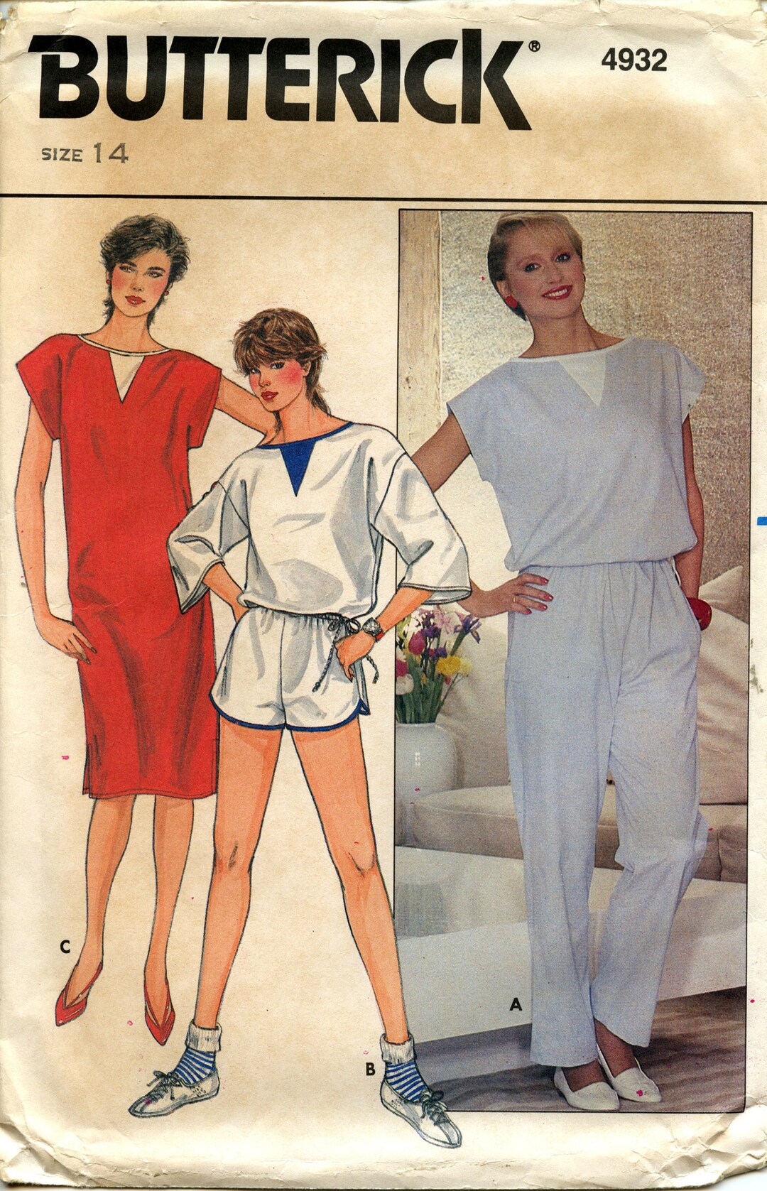Vintage Butterick Sewing Pattern 4932 Misses' Dress, Short Top, Pants ...