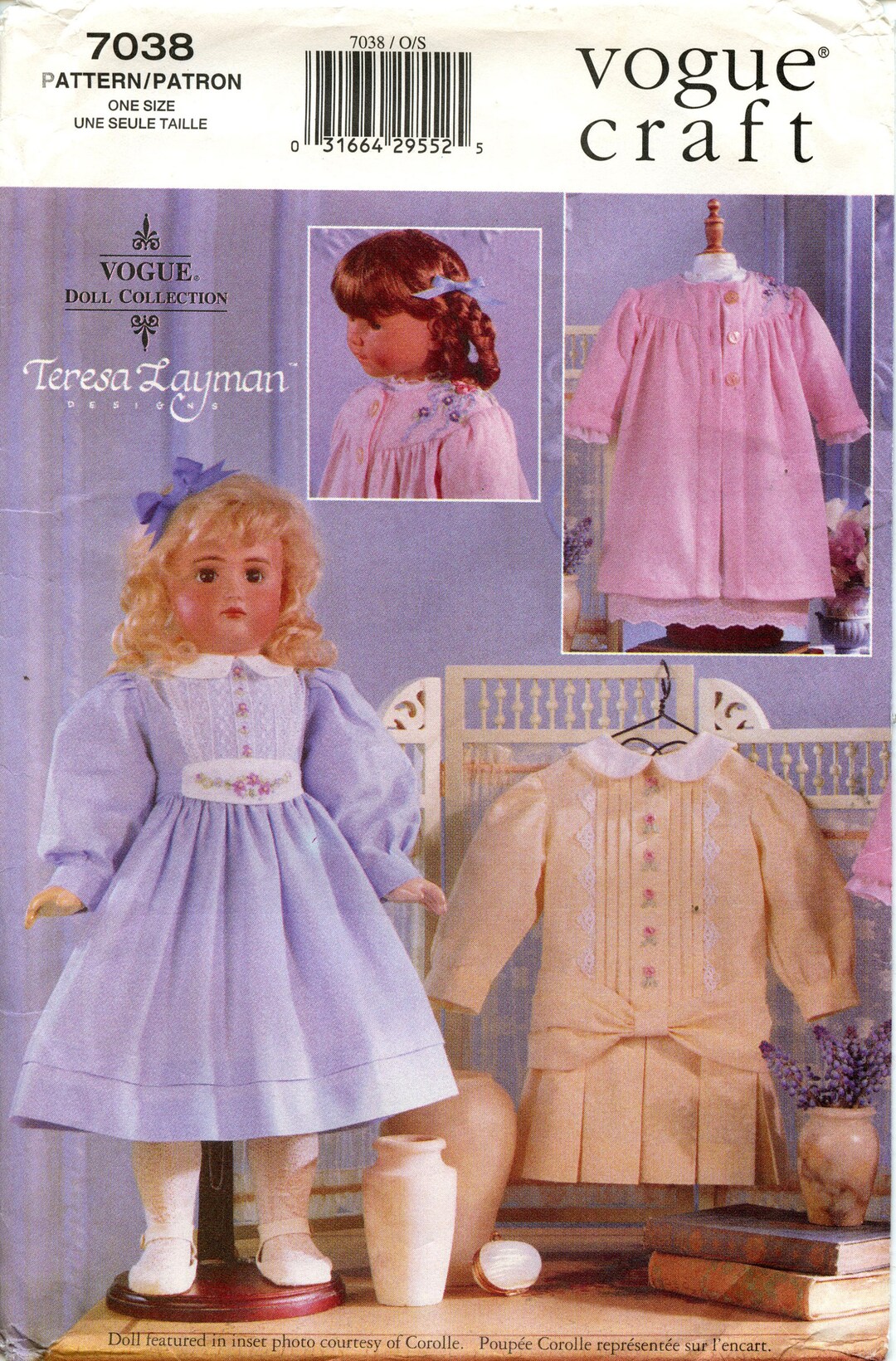 Vogue Craft Pattern 7038 18" Old Fashioned Doll Dresses and Robe by ...