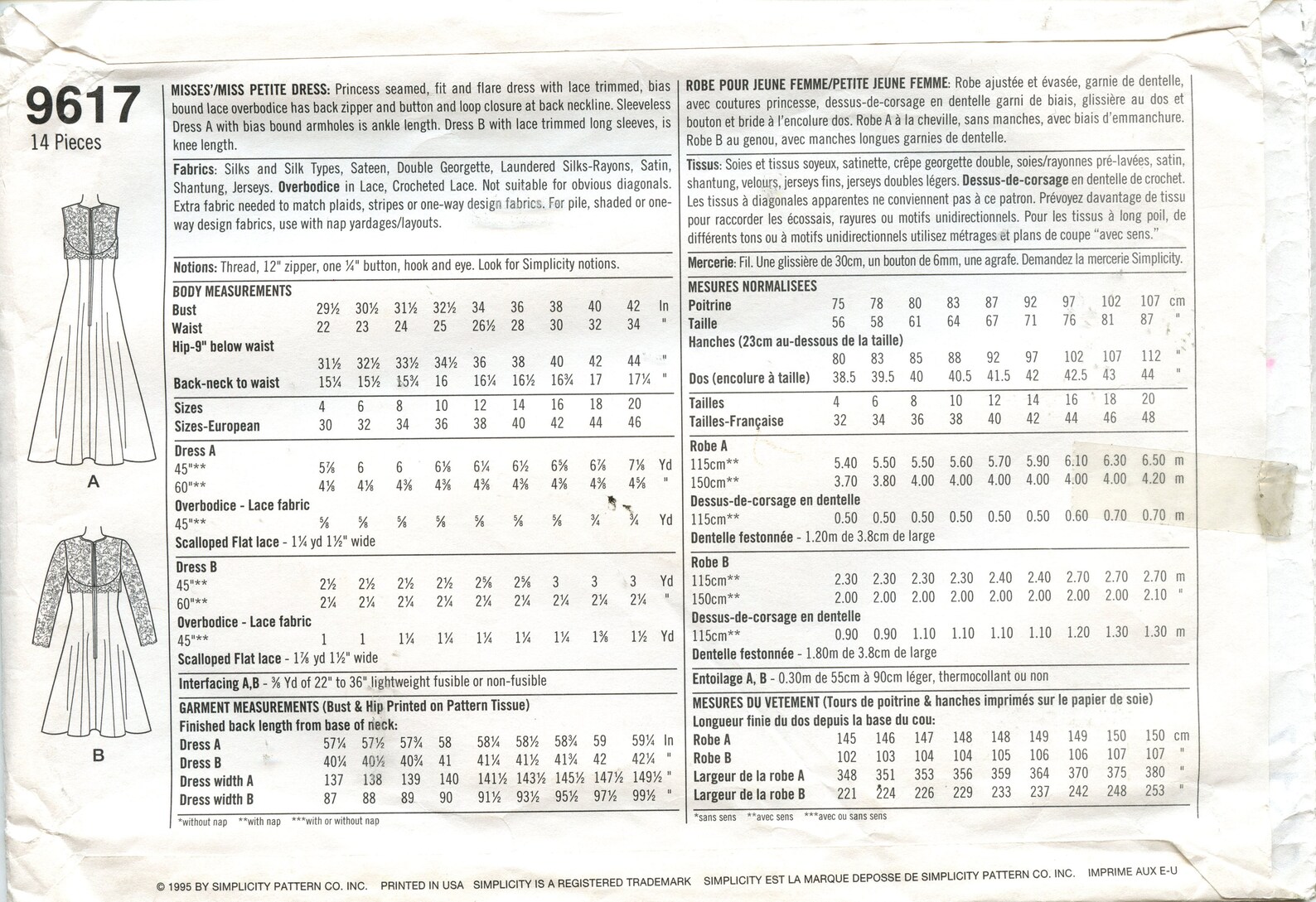 Simplicity Sewing Pattern 9617 Misses' Fit and Flare Dress With Lace ...