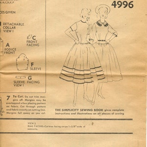 Vintage Simplicity Sewing Pattern 4996 Misses' One-piece Dress With 3/4 ...