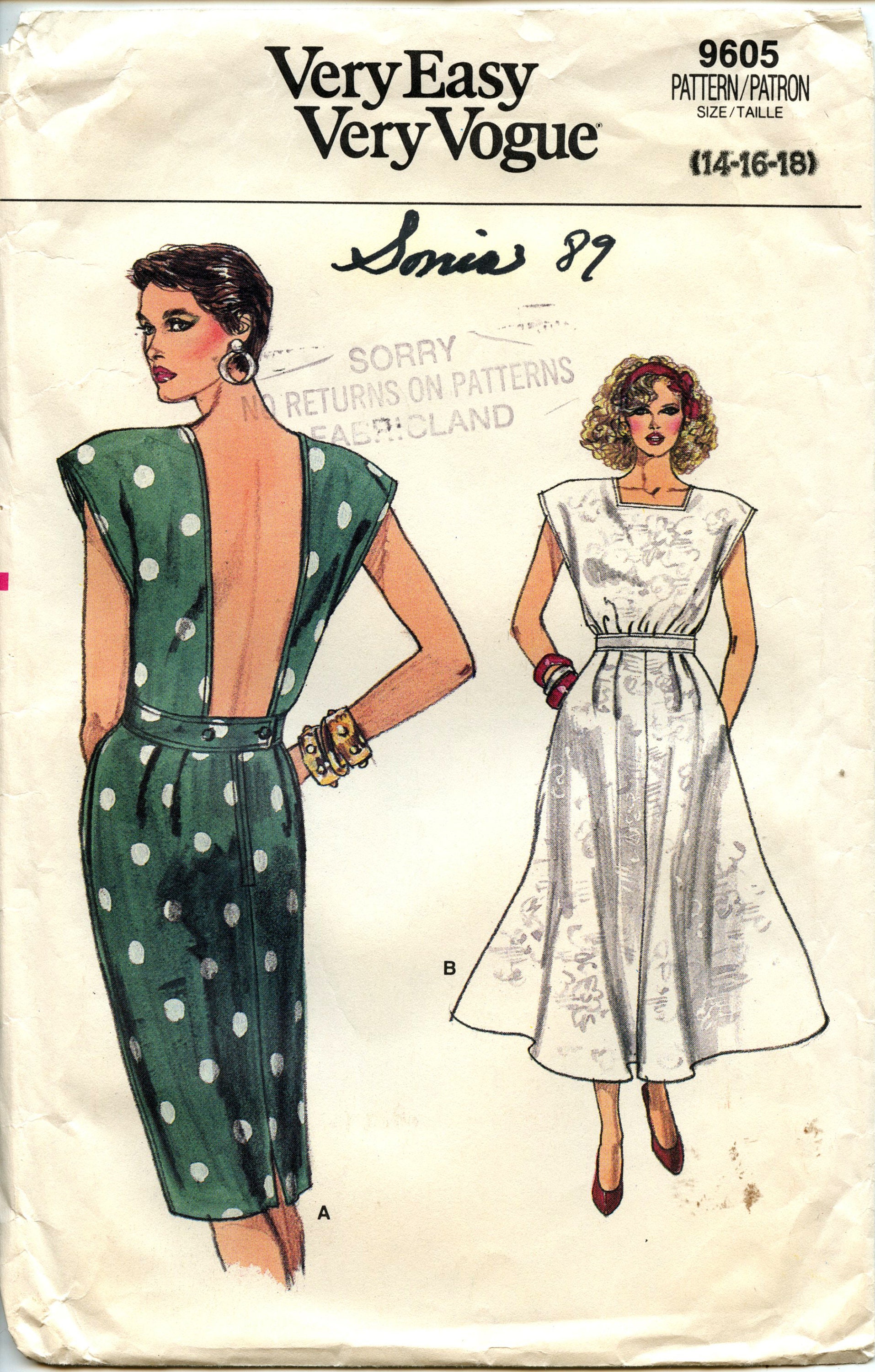 Vogue Sewing Pattern 9605 Misses' Backless Sundress With Cap Sleeves ...