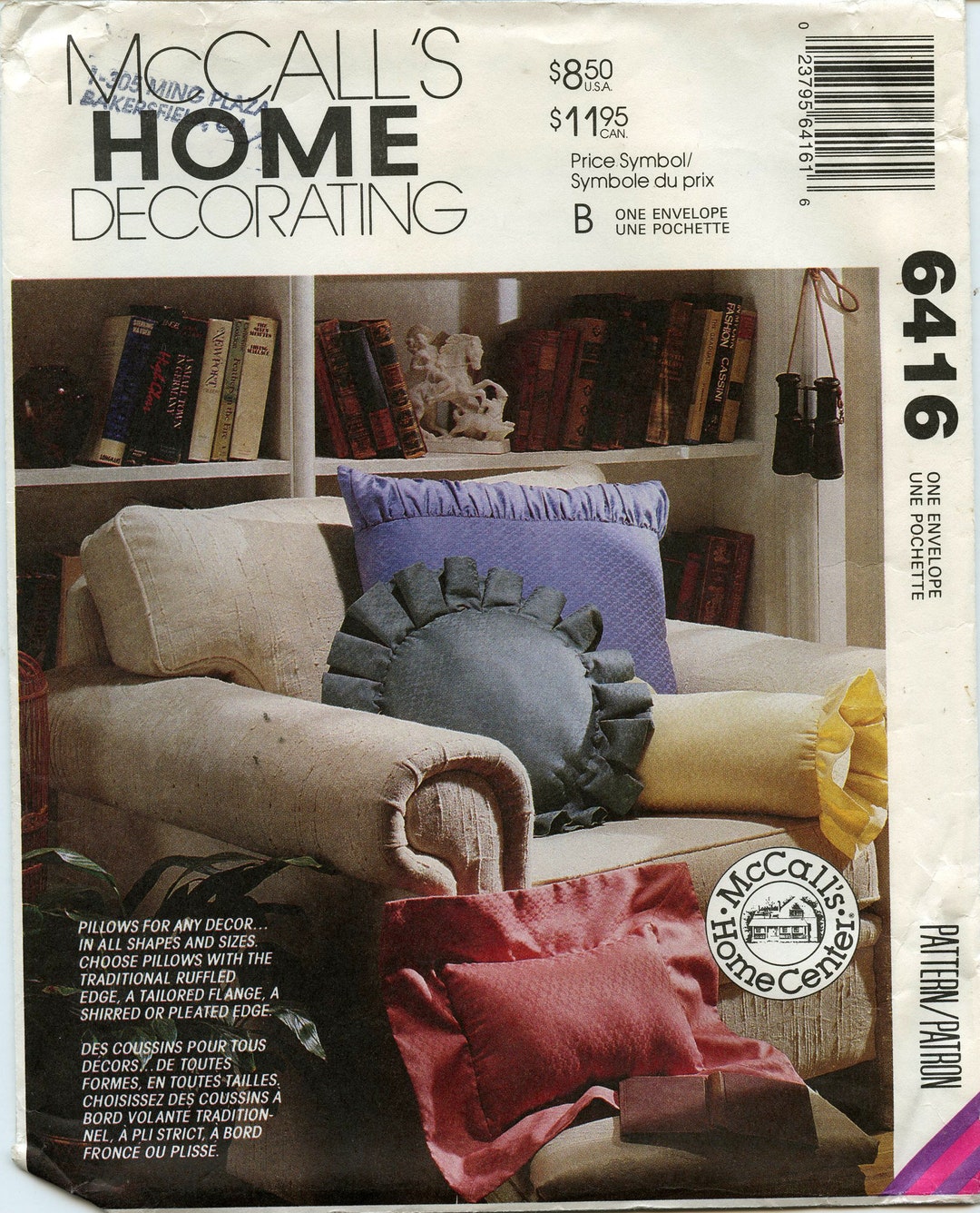 Mccall's Home Decor Sewing Pattern 6416 Pillows and More Pillows 16 ...