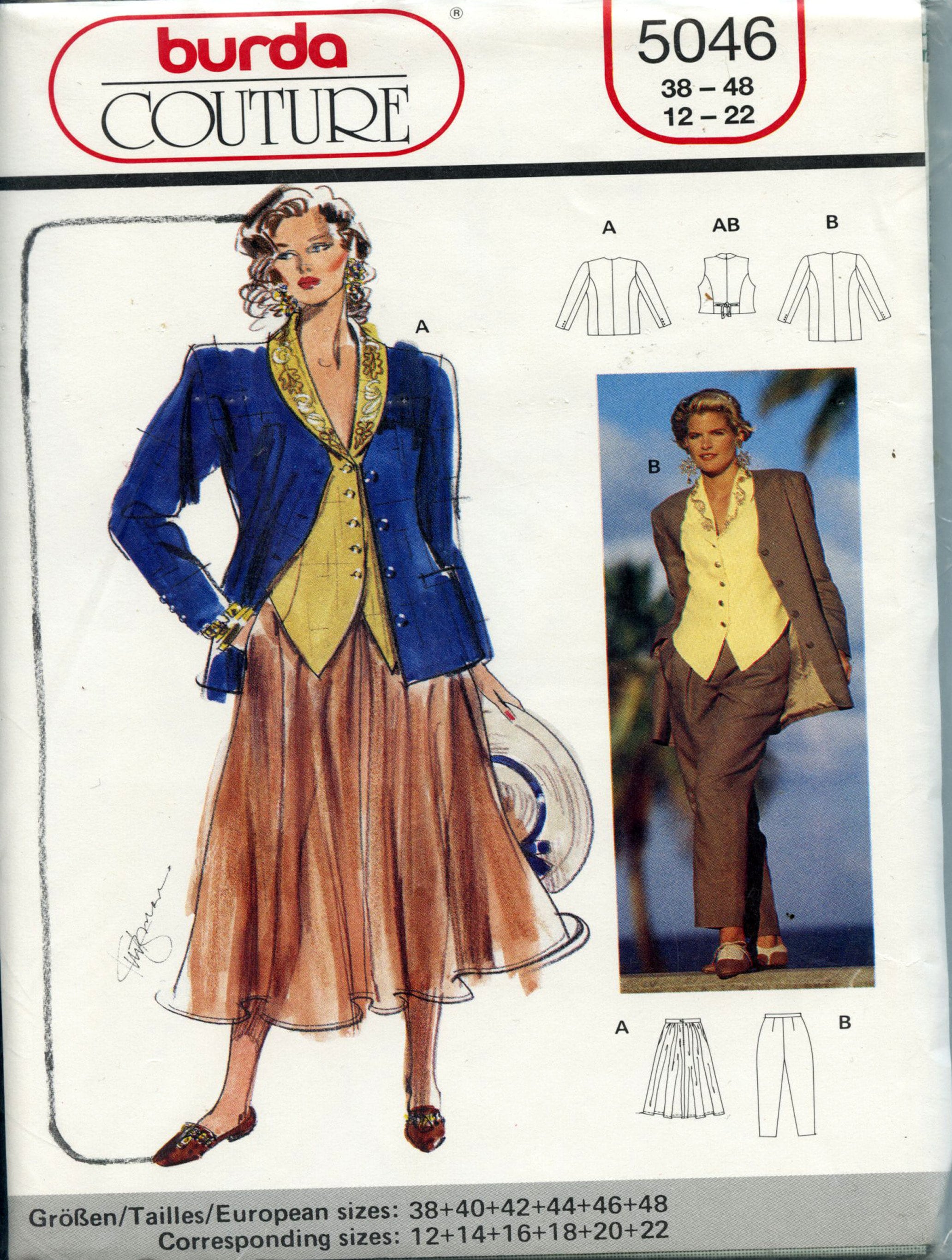 Vintage Burda Couture Sewing Pattern 5046 Misses' Jacket, Vest, Skirt ...